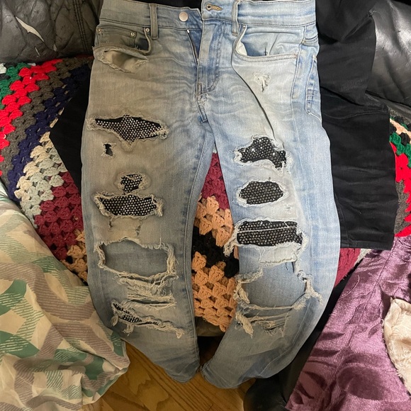 AMIRI | Jeans | Amiri Light Blue Distressed Slim Jeans | Poshmark